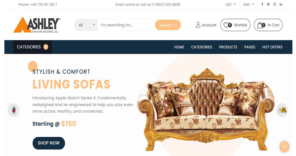 Online Furniture Shop Management System in Php and Mysql with source code - Code4berry